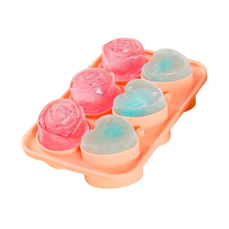 Wholesale Bpa Free Rose And Heart Shape Silicone Round Ice Cube Tray ...