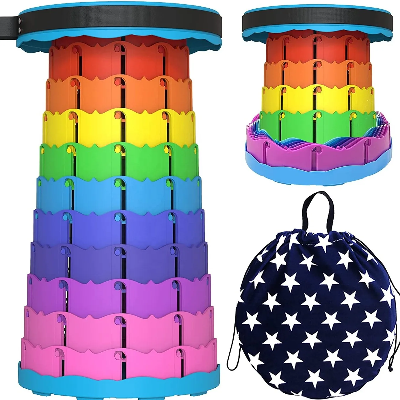 Portable Telescopic Stool Collapsible & Retractable Folding Chair For ...