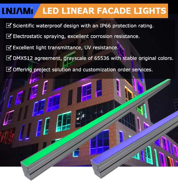 LNJAMI IP66 Outdoor Facade LED Linear Wall Washer Lights