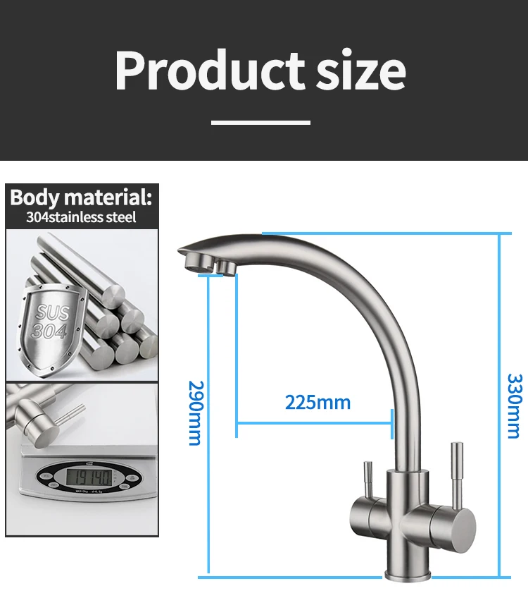 Alibaba.com: 3 Way Hot and Cold Dual Handle 304SUS Drink Water Mixer ...