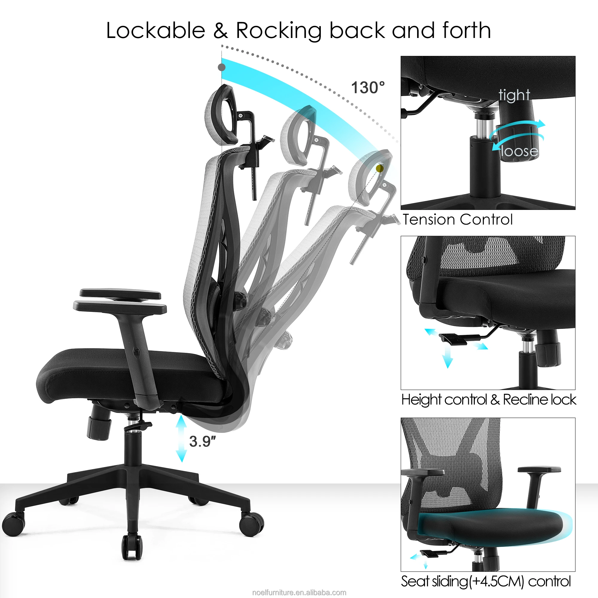 Mesh Revolving Ergonomic Task Office Chairs Guest Chaises De Bureau ...