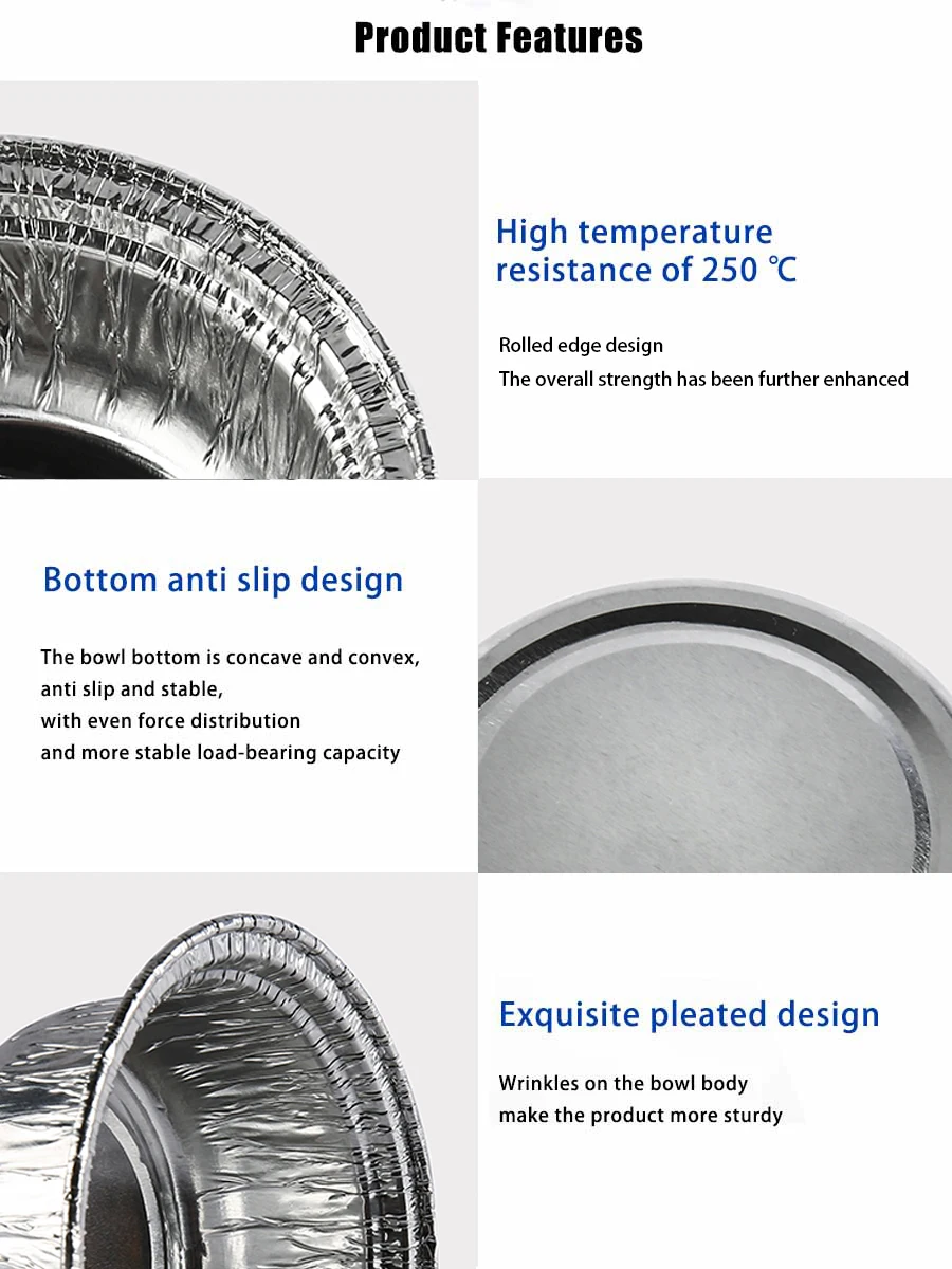 C15230A 350ml Disposable Aluminum Foil Tiffin Boxes Lid Round Aluminum ...