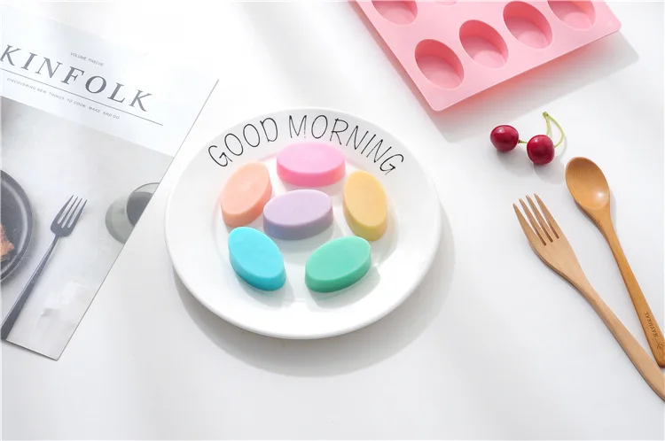 16 Cavities Oval Cake Baking Molds Silicone Muffin Cups Handmade ...