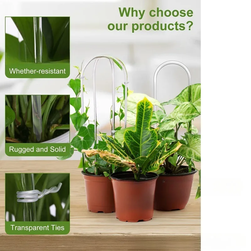 Clear Acrylic U-Shaped Plant Support Stake for Indoor/outdoor Gardening