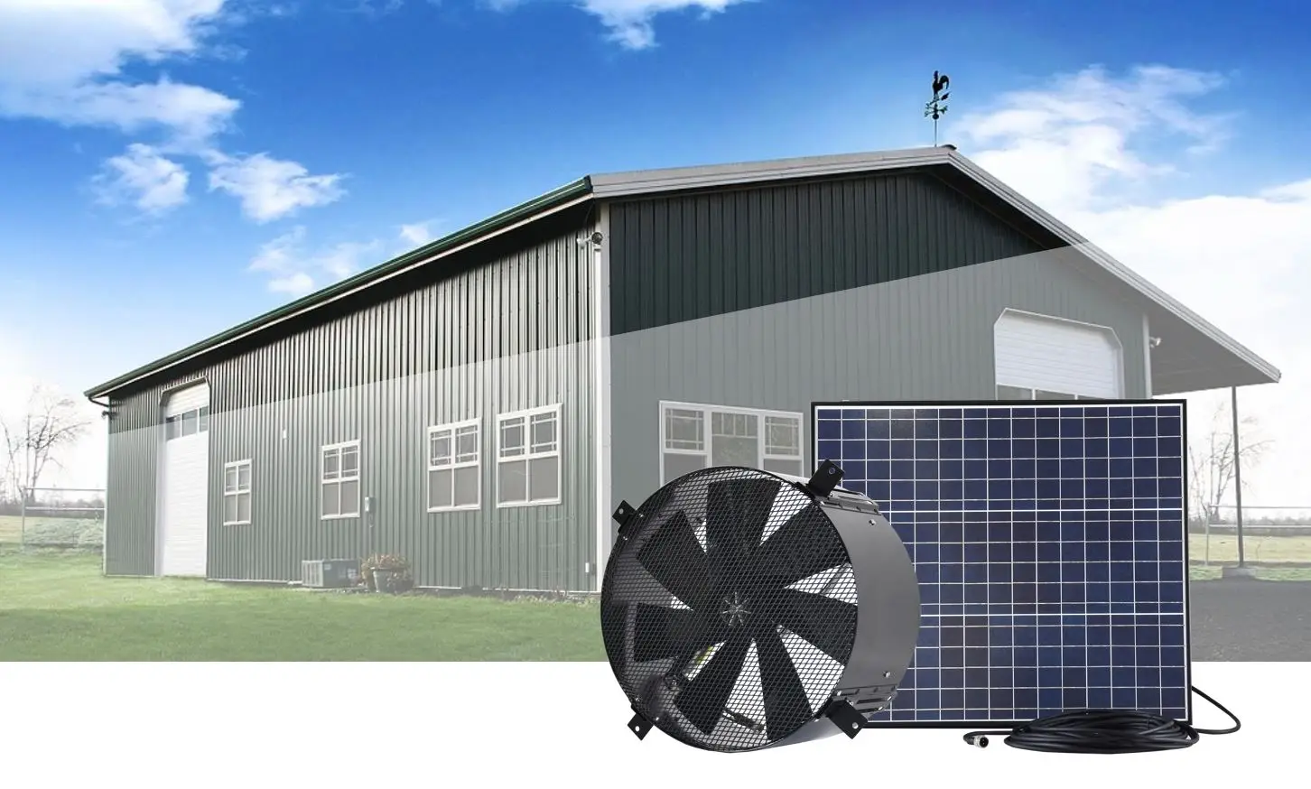Solar Powered Axial Flow Fan - Efficient Greenhouse Ventilation