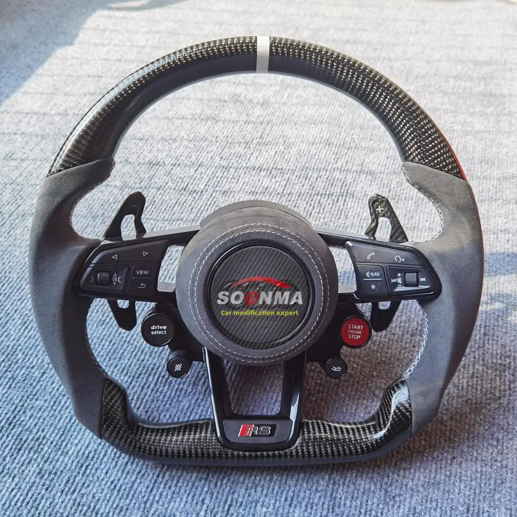 Custom Alcantar Carbon Fiber Steering Wheel For Aud I Tt Ttrs R8 Led ...