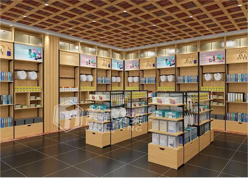 Meicheng Stationery Shop Display Rack Oak Bookcases Wood Double Sided ...