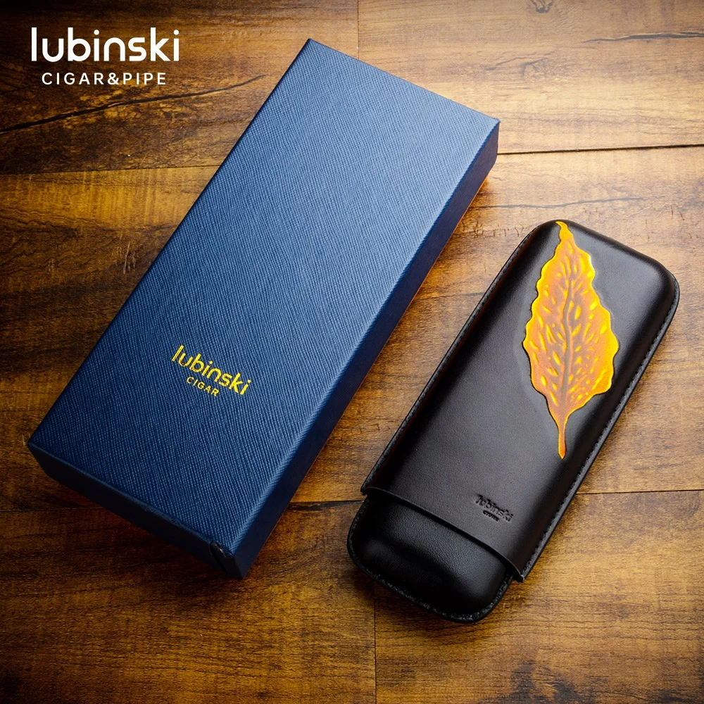 Lubinski 2022 Newly Black Leather Cigar Case Holder Cigar Box Humidor ...