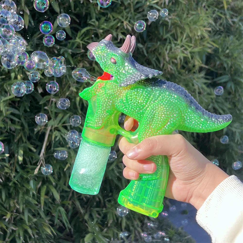 Toy Dinosaur Bubble Gun With Led Flash Light Up Sound And Soap Bubble ...