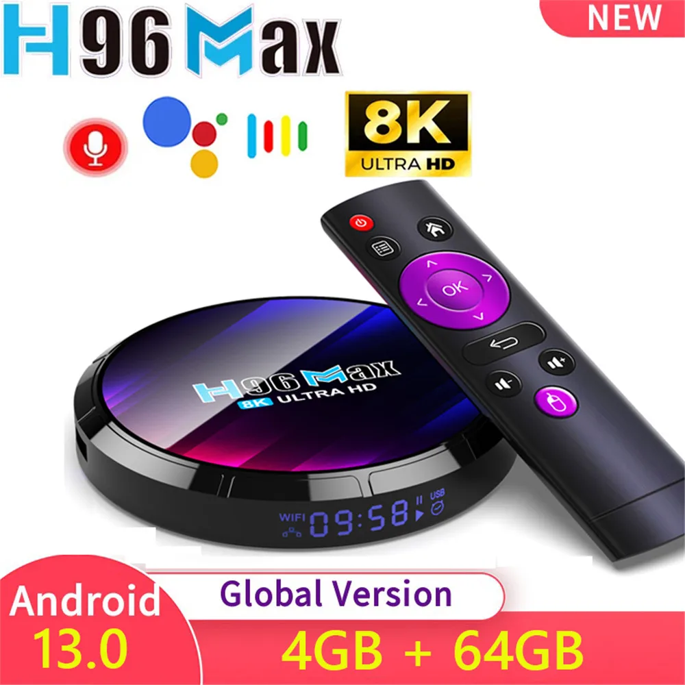Iptv 박스 H96 Max 안드로이드 13 Tv 박스 Rk3528 쿼드 코어 8k 미디어 플레이어 Wifi6 Bt5.0 4gb ...