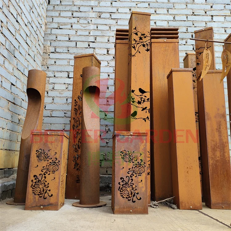 Corten Steel Bollard Lights - Durable Outdoor Garden Lighting