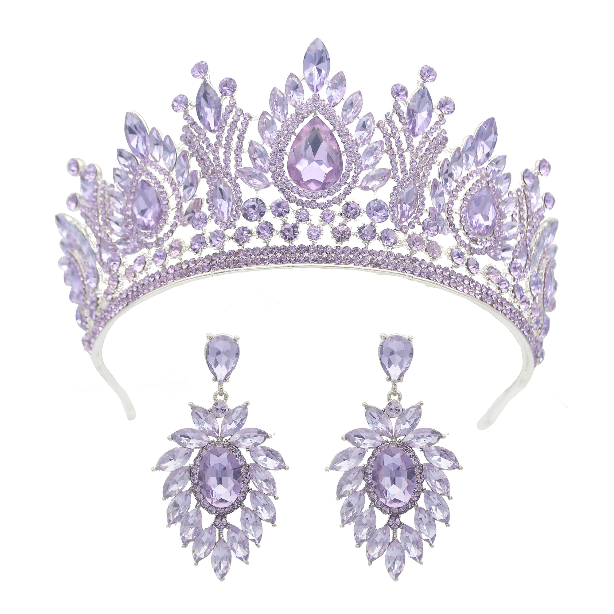 Luxury Princess Silver Rhinestone Full Crystal Pageant Wedding Bridal ...