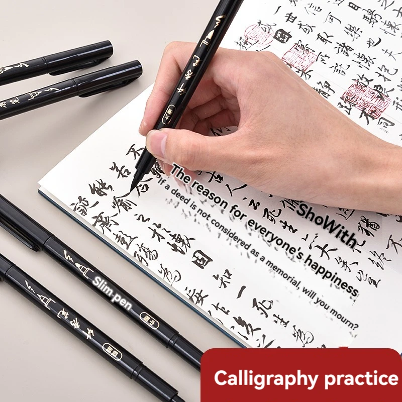 Deli 75514 High Quality 12 Fine Arts Soft Pen Calligraphy Practice Pen ...
