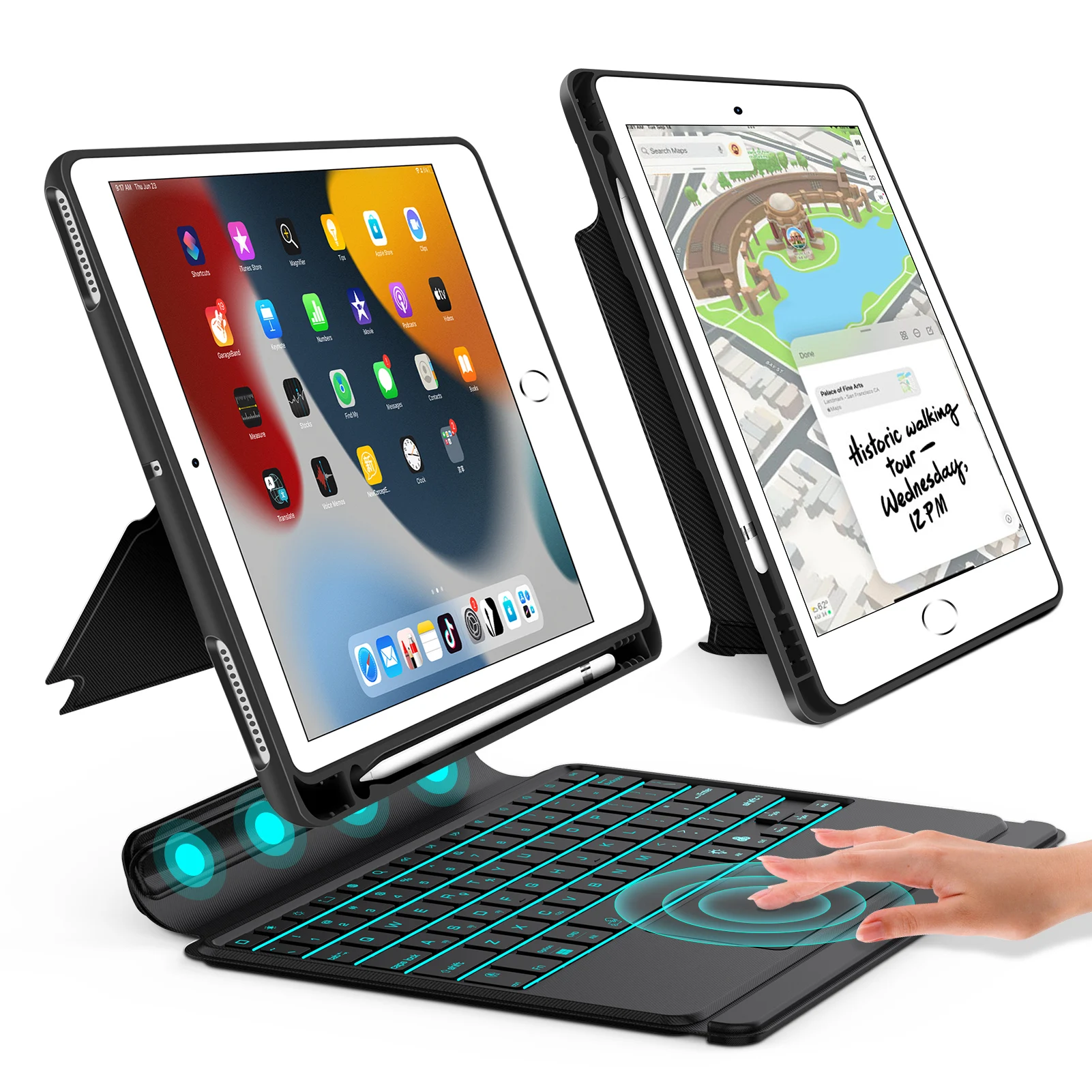 Magnetic Spindle Split Wireless Keyboard Cover with Bracket Backlight ...