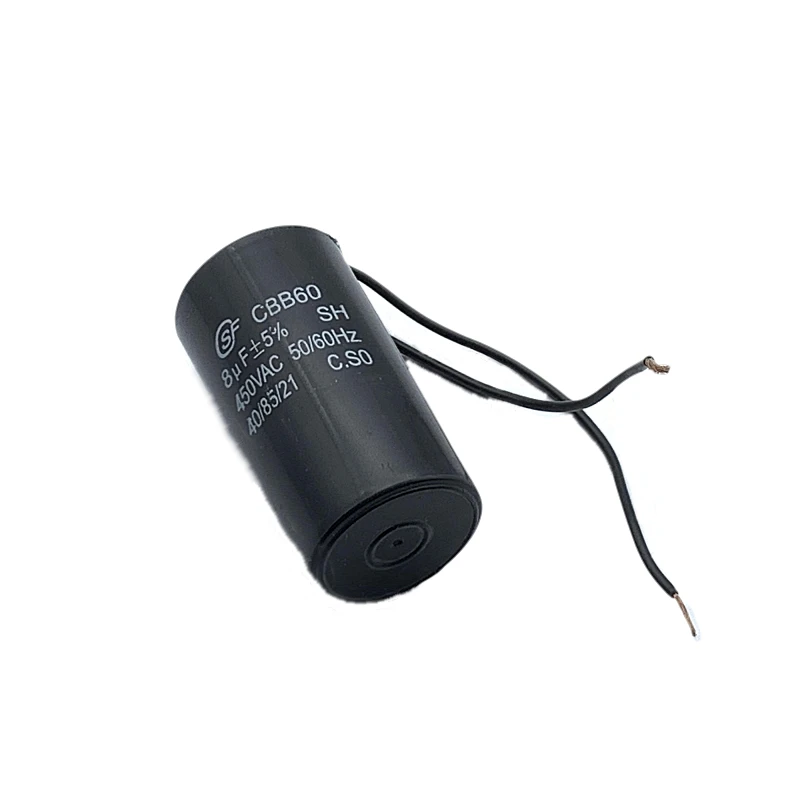 Cbb60 Motor Starting Ac 450vac 8uf Sh Capacitors 2 Wire Lead 8mfd ...