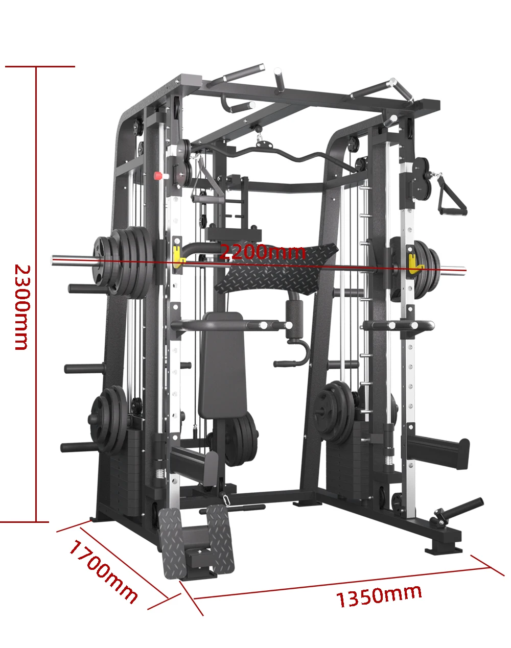 Multi-function Power Cage Squat Rack Workout Training Smith Machine ...