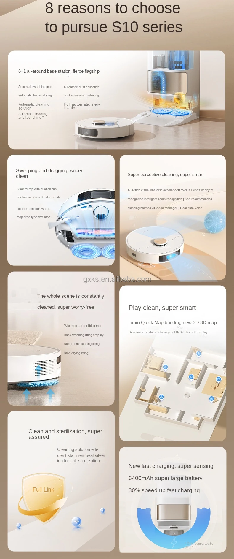 China Dreame S10 Smart Automatic Self Cleaning Robot Machine Dry Wet Sweep Mop Floor Wireless ...