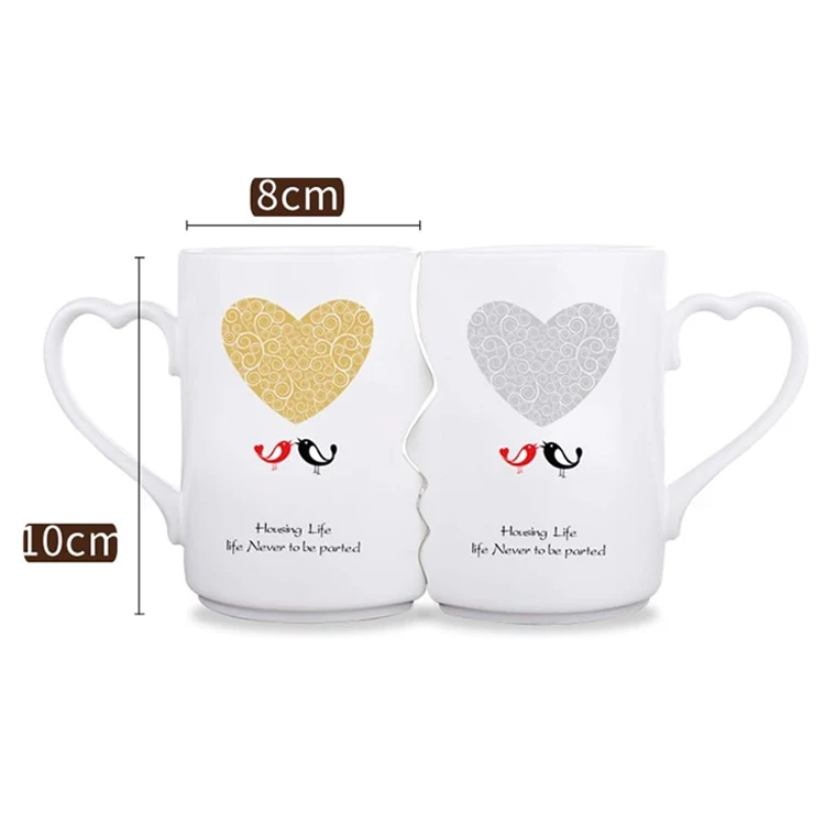 Creative Ceramic Coffee Cup Couple Kissing Mugs Gift Set with Lid ...
