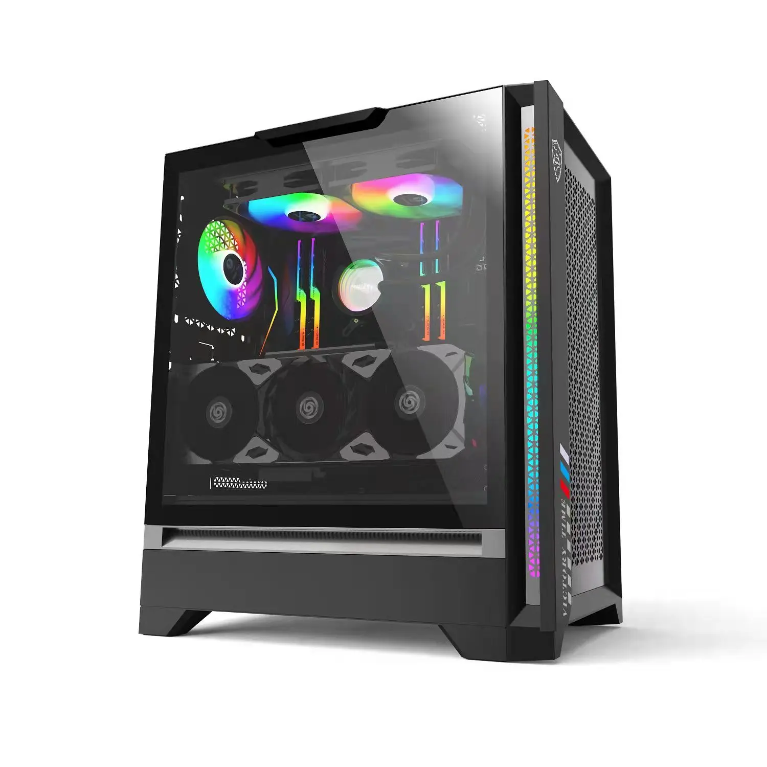 E-atx Full Tower Rgb Gaming Pc Case Glass 360 Water Cooler Desktop ...