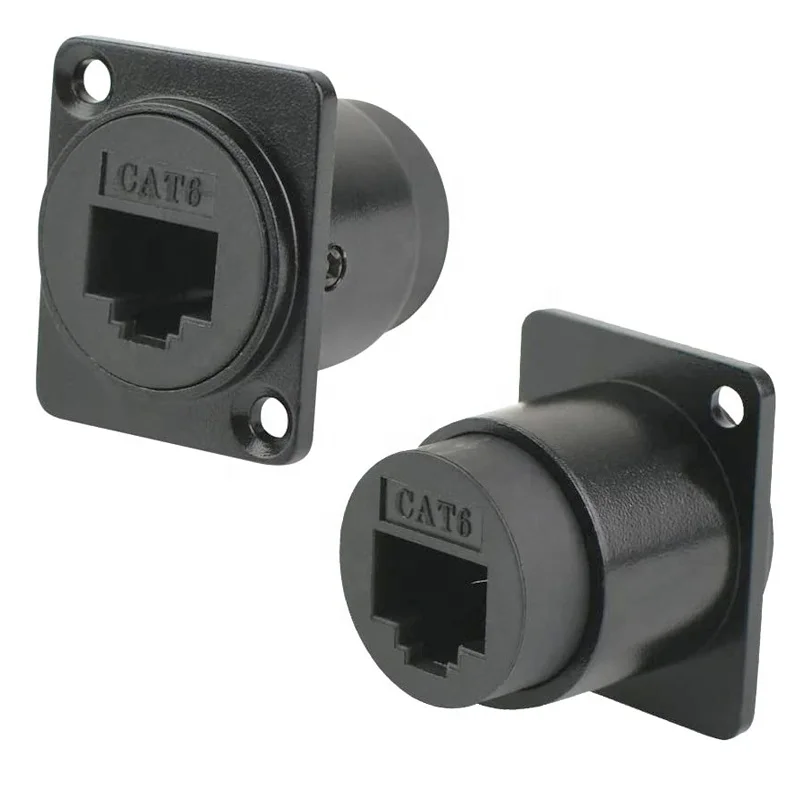 D-Type RJ45 Coupler Unshielded RJ45 Panel Mount Connector feed thru ...