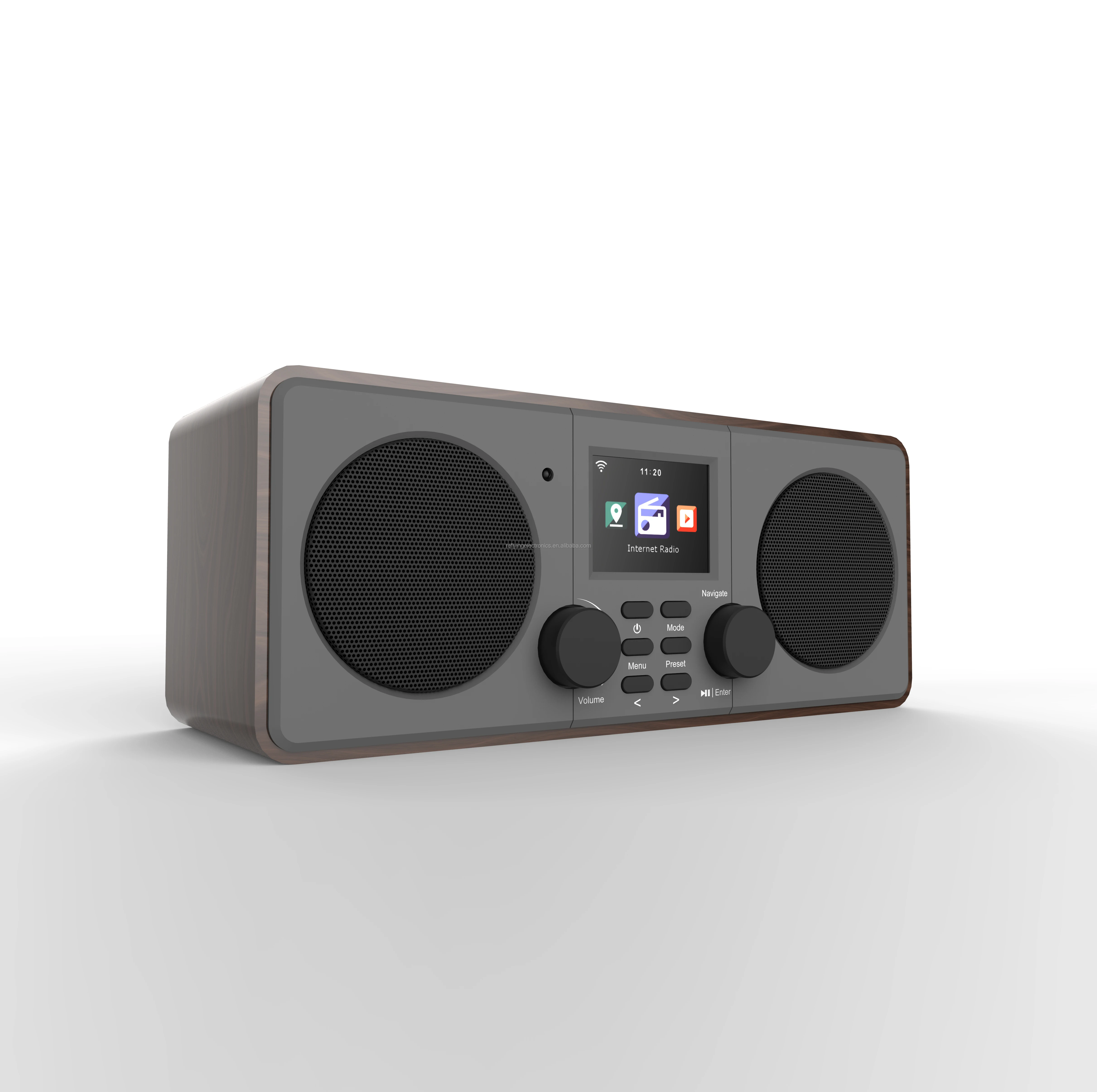 Wooden Stereo Internet Radio With Fm/dab Bt Wifi Wireless Dual Speaker ...