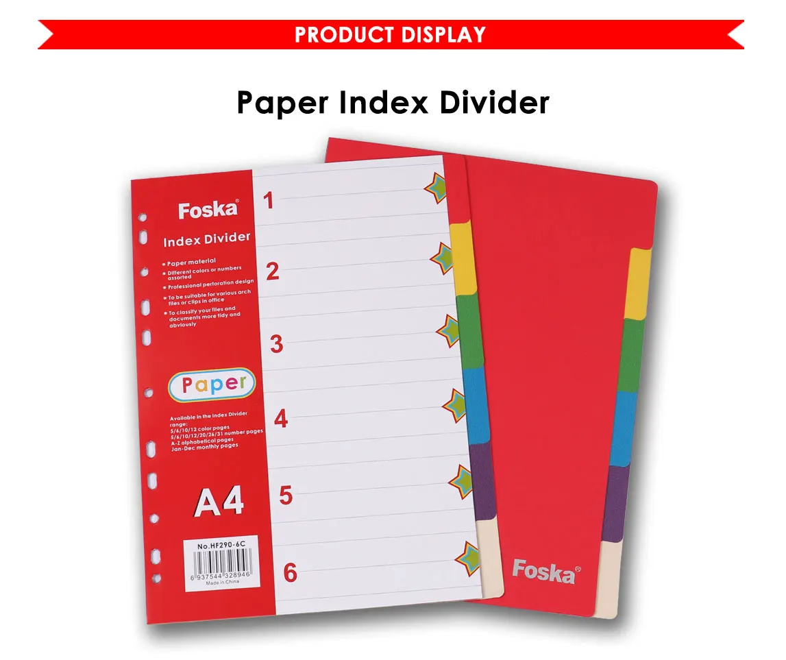 A4 Assorted Color Paper File Index Dividers - Reliable & Durable