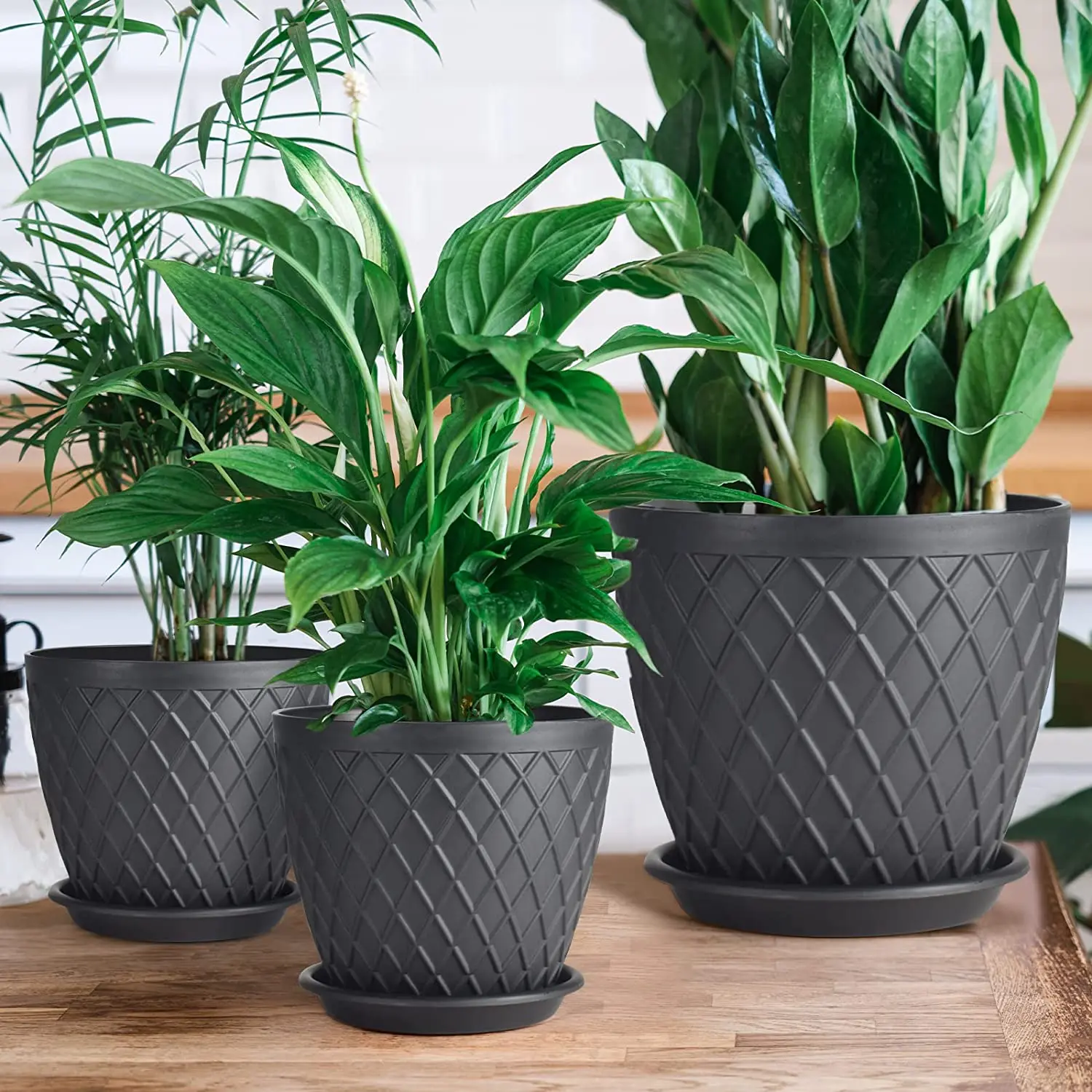 Large Plastic 4 Inch Lightweight Plant Pot with Multi Drain Hole and ...
