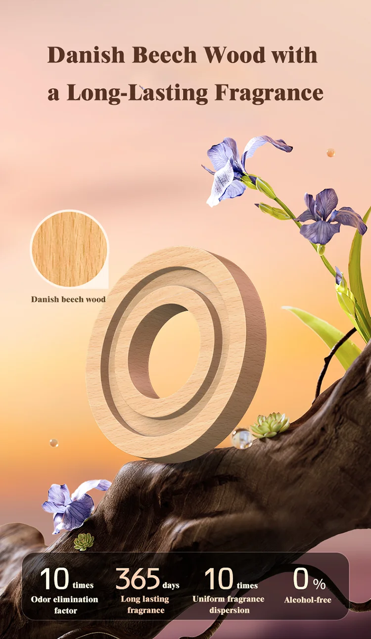 Luxury Solid Wood Solar Aromatherapy Rotatable With Light Car Perfume ...