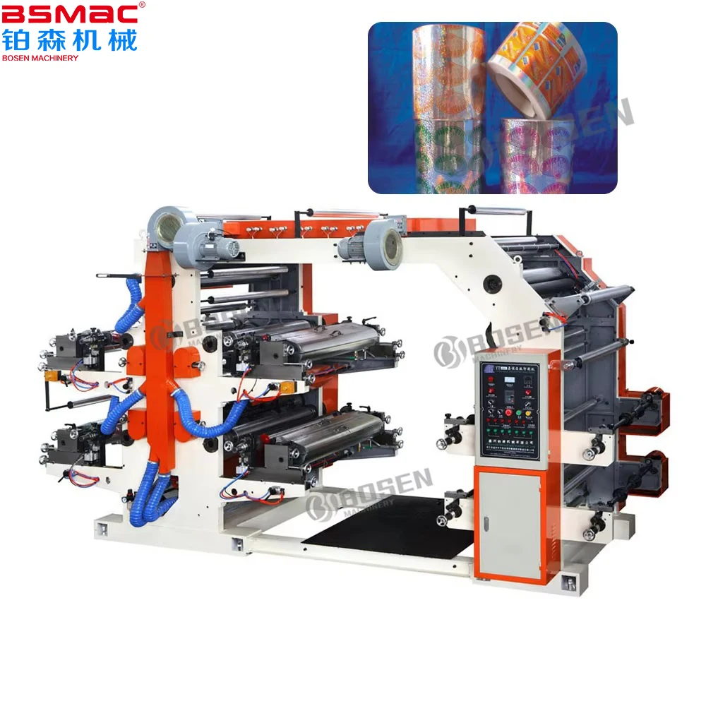 4 Colors Automatic Plastic Bag Film Roll to Roll Flexo Printing Machine ...