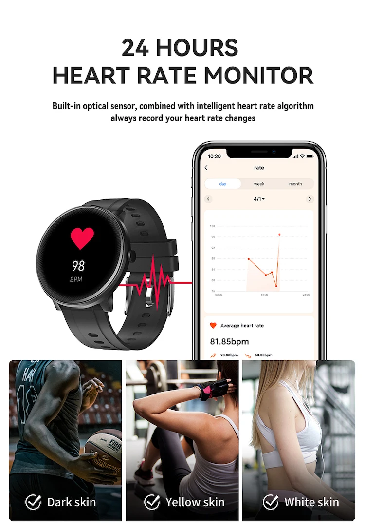 Full Touch Round Screen Smartwatch Ip68 Waterproof Sport Smart Bracelet ...