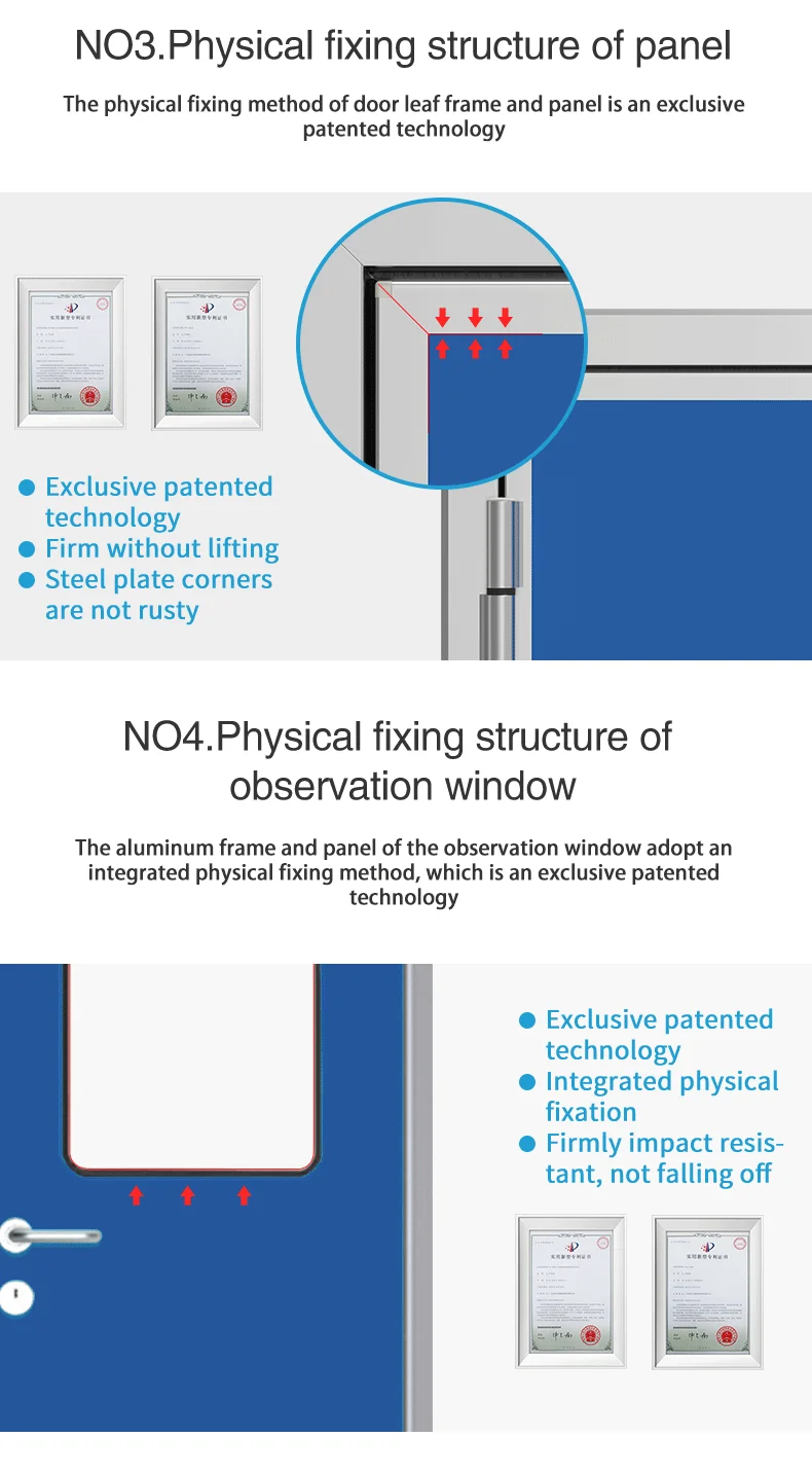 Hermetic Clean Room Door Swing Type Aluminum Frame Steel Plate Flush ...