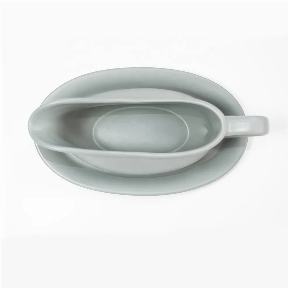 Dinnerlit Gravy Boat With Saucer Stand Ceramic Sauce Boat With Tray For ...
