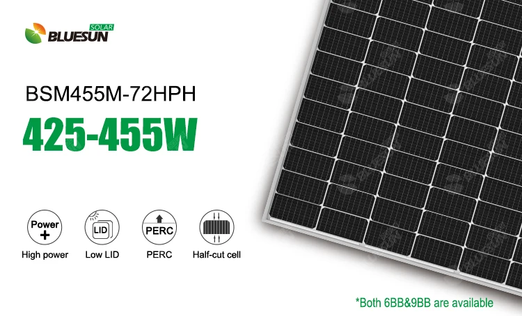 Bluesun Solar Power Panel 455w Paneles Solares 450 Wats Half-cut Solar ...