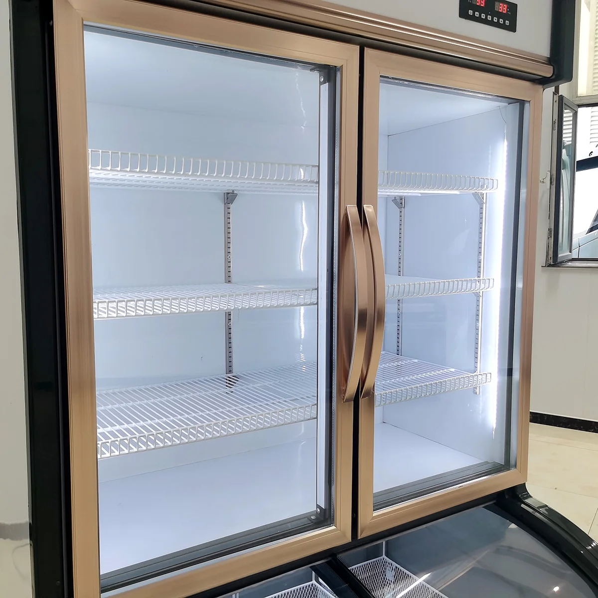 Supermarket Chiller Display Glass Door Vegetable Fruits Display Cooler ...