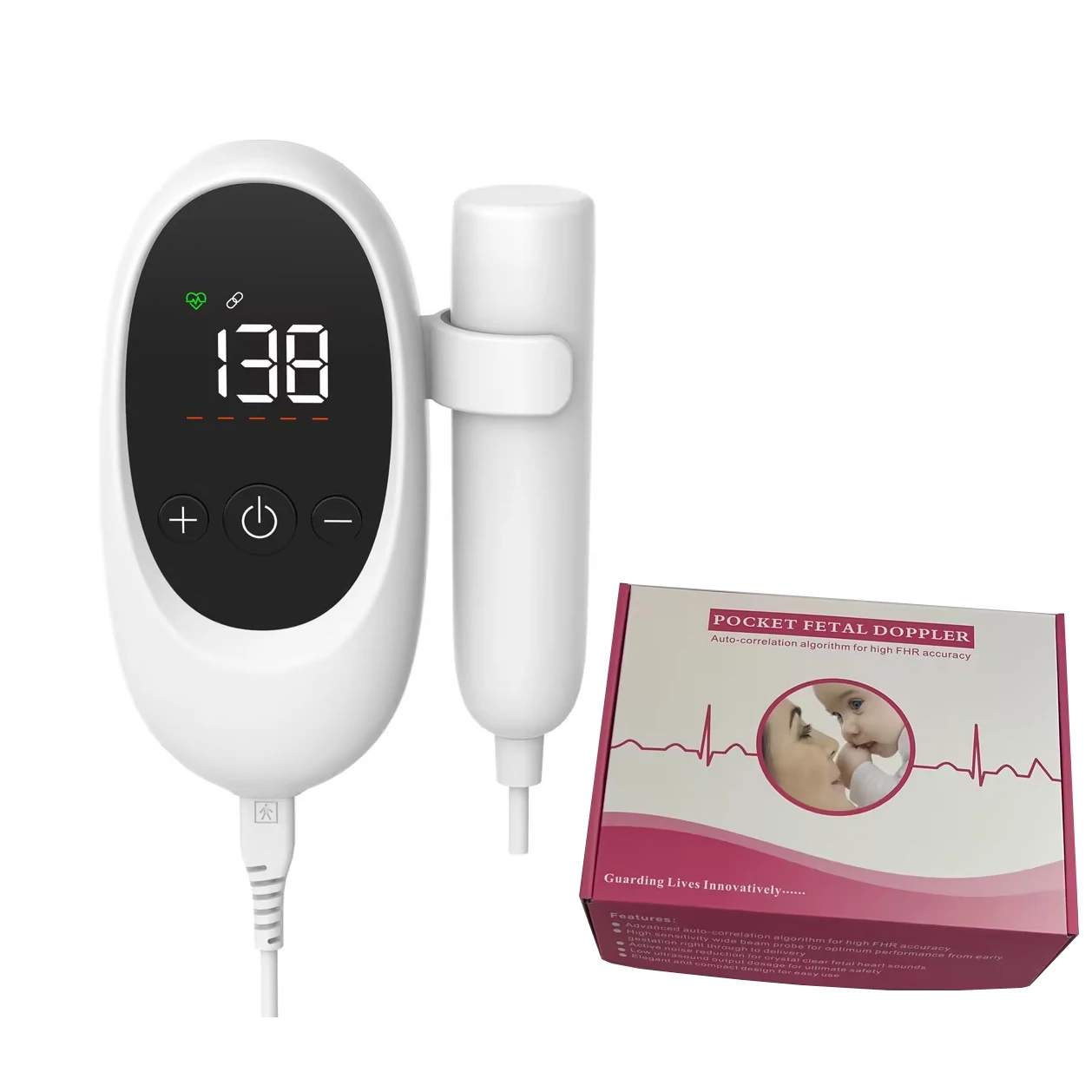 Baby Portable Digital Heart Monitor Home Care Pocket Fetal Doppler ...