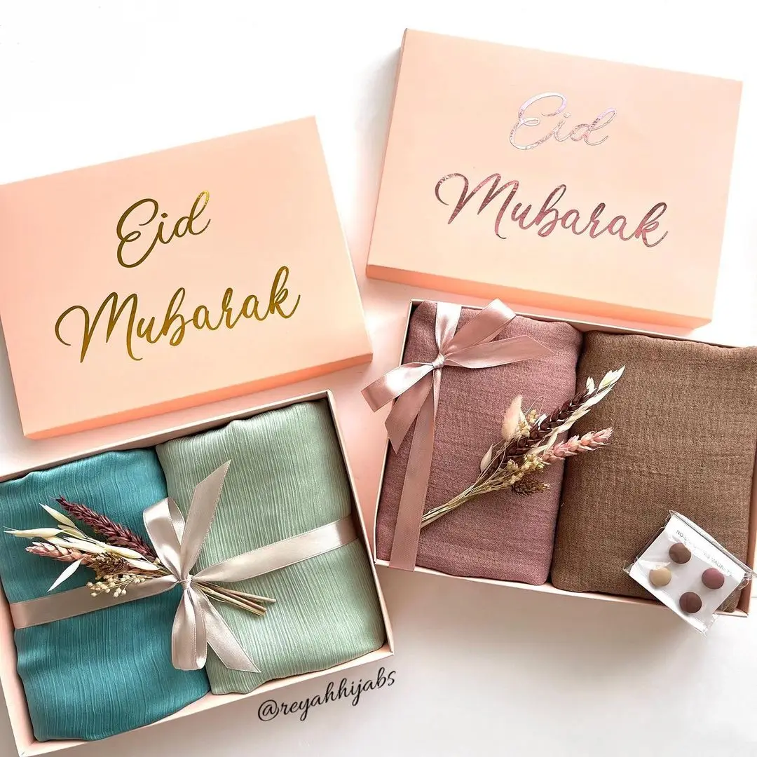 Luxury Custom Muslim Chiffon Hijab Scarf Gift Box Set With Pin Women ...