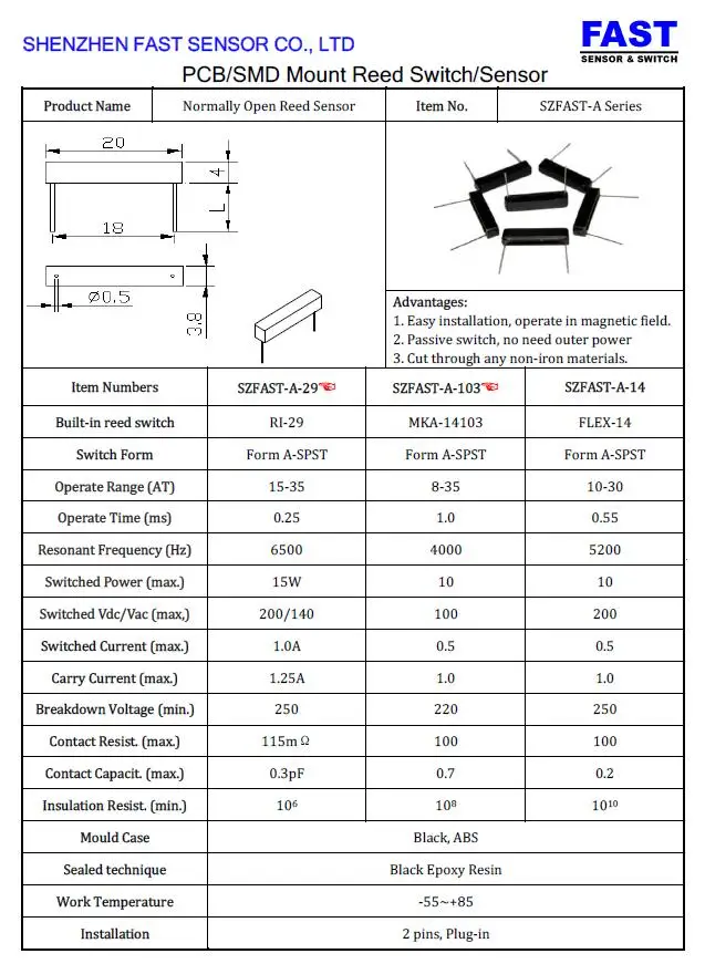 Normal Open Magnetic Actuated Smd Reed Switch Sensor 2500pcs/reel - Buy ...