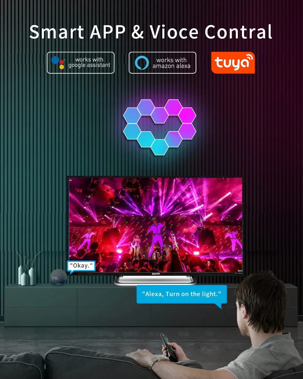 Modern 6pcs Honeycomb Smart Home Lights - RGB LED Control