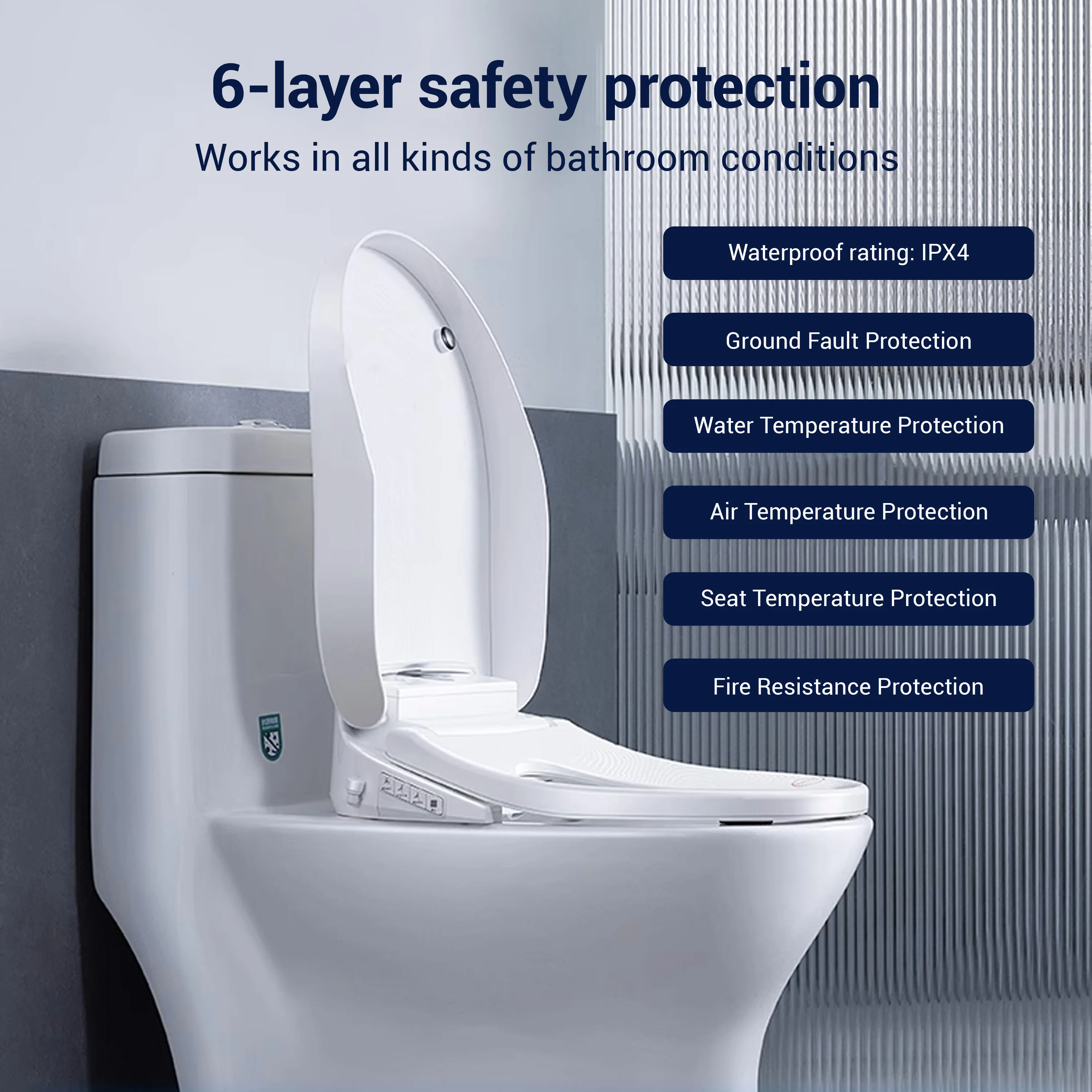 Smart Bidet Toilet Seat U-Type - Adjustable Water Temp, Air Dryer, Anti ...