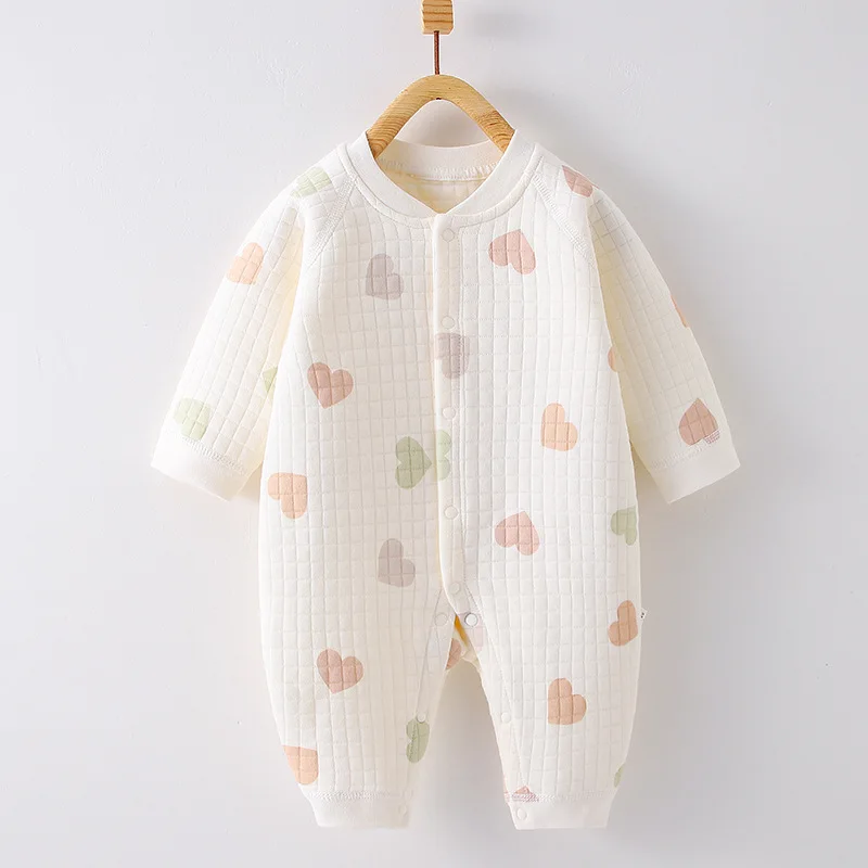 Spring Newborn Cotton Baby Romper Infant Girls Simple Jacquard Clothes ...