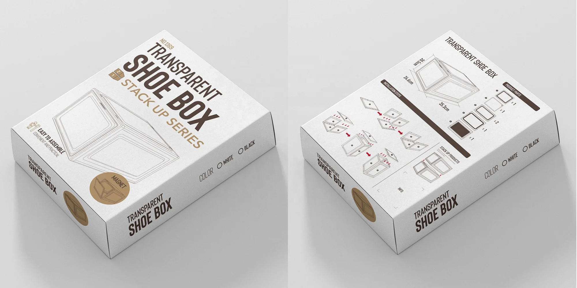 4 Doors Clear Magnetic Acrylic Shoe Box Display Stackable Transparent ...