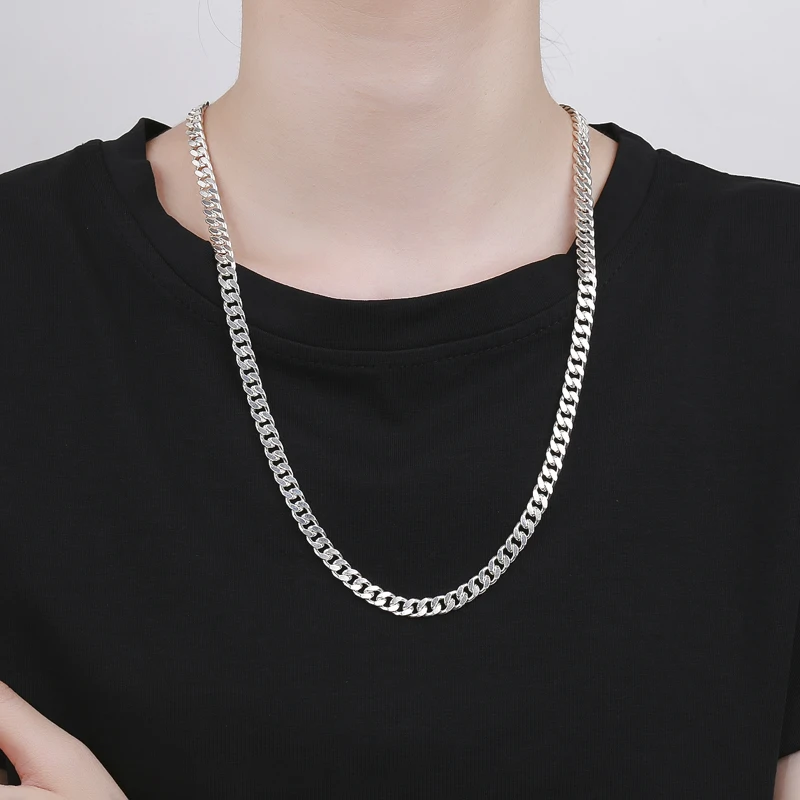 High Quality 6mm Wide Cuban Chain S925 Sterling Silver Chain For Men ...