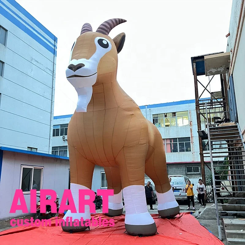 tall inflatable goat mascot balloon, cartoon plastic goat inflatable ...