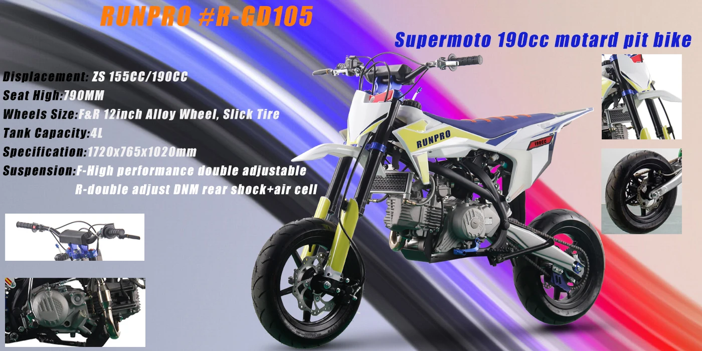 Supermoto 190cc Gas Dirt Bike Motard for Adults - RUNPRO