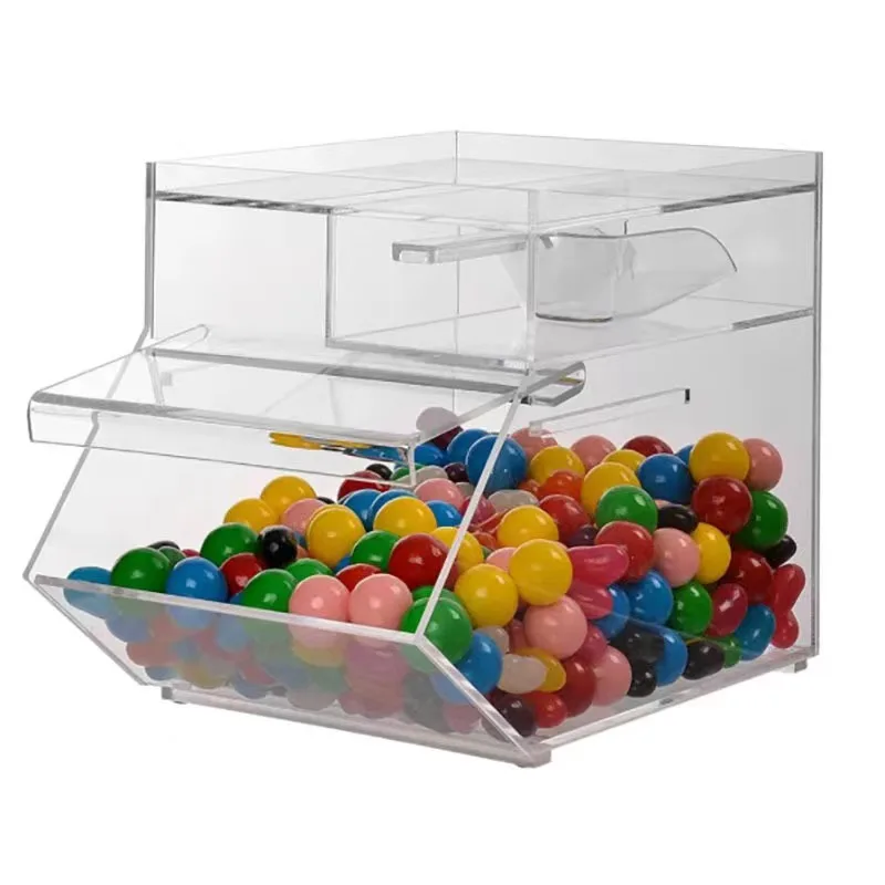 Customized Acrylic Candy Bins with Hinged Lid - Clear & Stylish