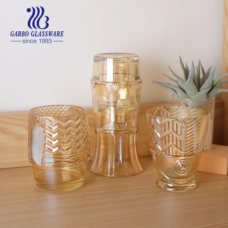 Gold Ion Plating Stacked Glass Water Cup Set - Creative & Durable