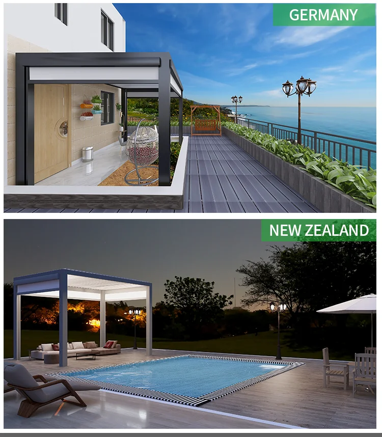 Outdoor Bioclimatic Pergola Motorized Patio Cover Aluminum Freestanding ...