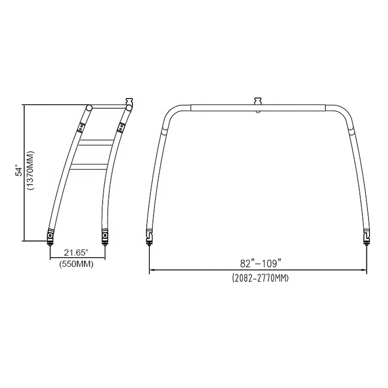 Universal Radar Arch for Pontoon Boat - Anodized Black/white