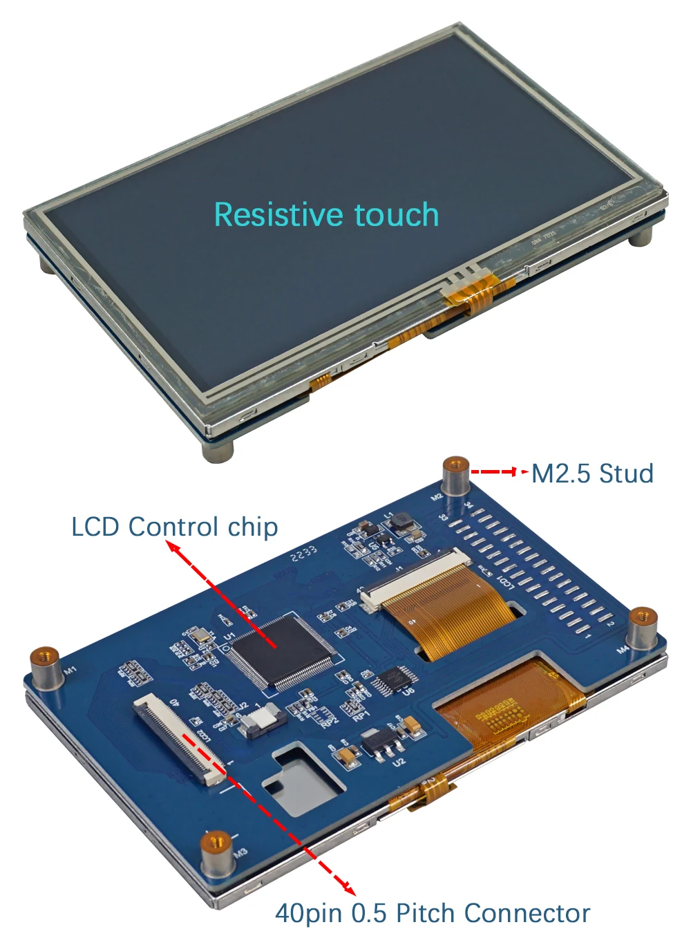 4.3 Inch Resistive Touch Screen Panel 480*272 Resolution 8080-16bit ...