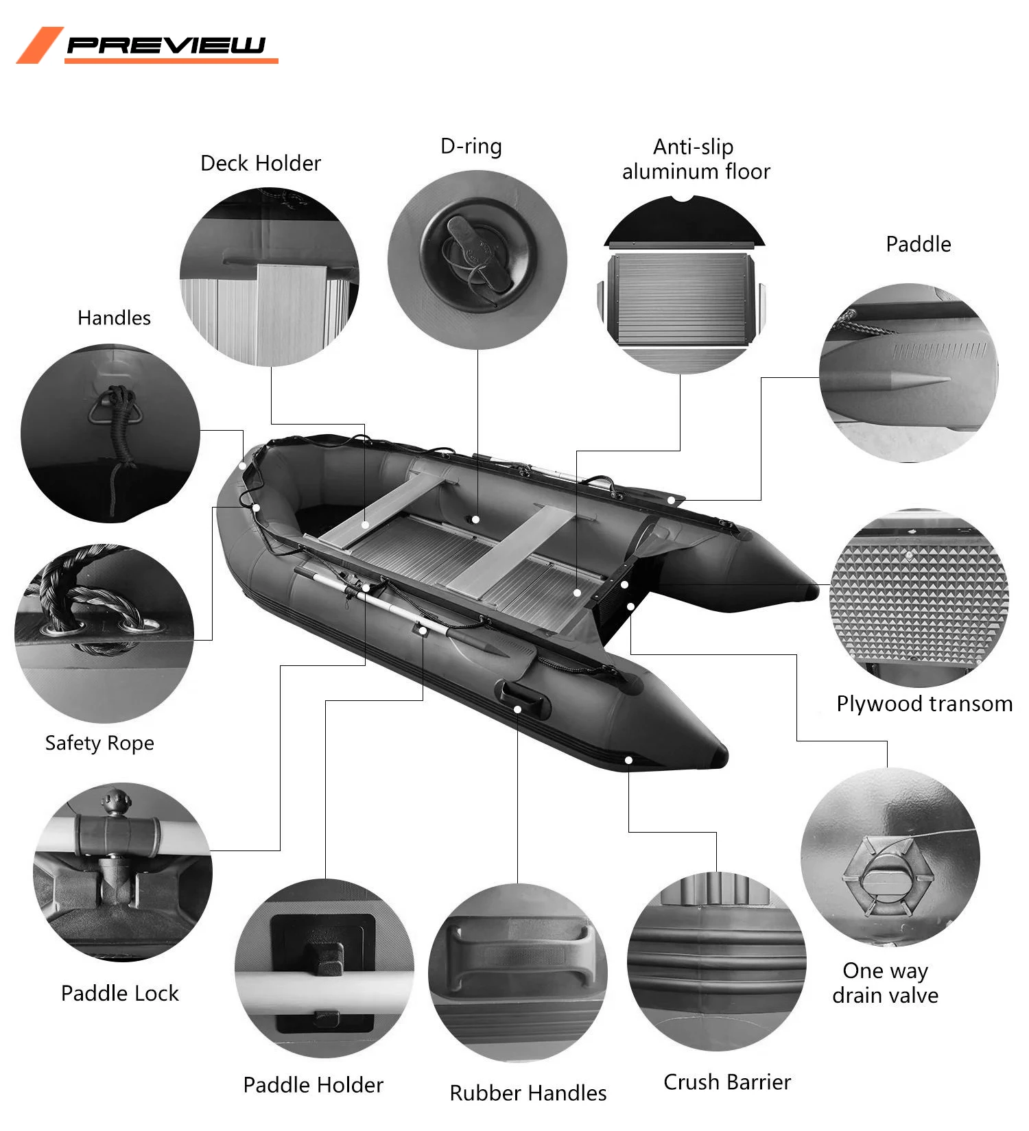 7.6m Hypalon Rib Boat - Durable Inflatable Yacht for Sale